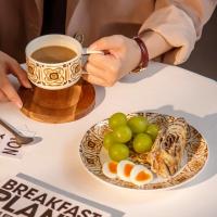 China Retro Style 200ml Turkish Coffee Cups With Saucer And Vintage Ceramic Tea Plates Set for sale