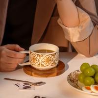 China Retro Style 200ml Turkish Coffee Cups With Saucer And Vintage Ceramic Tea Plates Set for sale