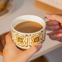 China Retro Style 200ml Turkish Coffee Cups With Saucer And Vintage Ceramic Tea Plates Set for sale