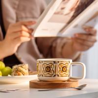 China Retro Style 200ml Turkish Coffee Cups With Saucer And Vintage Ceramic Tea Plates Set for sale