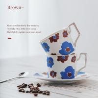 China 200ml Floral Latte Cappuccino Ceramic Cup Porcelain Coffee Tea Mug And Saucer Nordic Cup for sale