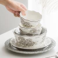 China Plant Pattern Dinnerware Sets Luxury Porcelain Dinner Set For 12 People In Europe Style for sale