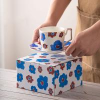 China 200ml Floral Latte Cappuccino Ceramic Cup Porcelain Coffee Tea Mug And Saucer Nordic Cup for sale