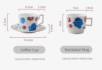 China 200ml Floral Latte Cappuccino Ceramic Cup Porcelain Coffee Tea Mug And Saucer Nordic Cup for sale