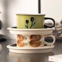 China Europe Design Style Ceramic Saucer And Cup Set Creative Novelty Coffee Mug With Saucer for sale