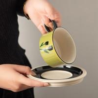 China Stocked Ceramic Coffee Cup 250ml Porcelain Flower Cup Set 8.45oz Italian Cappuccino Cups for sale
