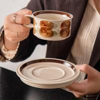 China 250ml Porcelain Tea Cups And Saucer Set Decorative Ceramic Coffee Cups And Saucers For Business Gifts for sale