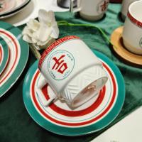 China Chinese Year Ceramic Tea Gift Set Flower Porcelain Coffee Cup And Saucer Set With Gift Box for sale