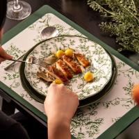 China Sustainable Dinnerware Sets For 4 People Anti-Slip Placemat Included Floral Plant Green for sale
