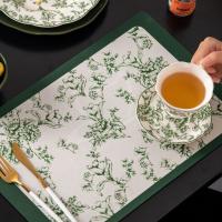 China Sustainable Dinnerware Sets For 4 People Anti-Slip Placemat Included Floral Plant Green for sale