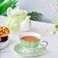 China Sustainable Flower Design Porcelain Tea Cup And Saucer Set Perfect For Tea Time for sale