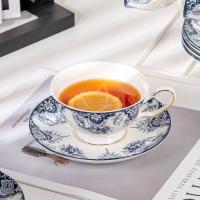 China Stunning Blue And White Porcelain Tea Cup And Saucers 200ml Volume For Business Gifts for sale
