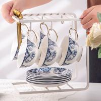 China Stunning Blue And White Porcelain Tea Cup And Saucers 200ml Volume For Business Gifts for sale