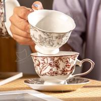 China Flower Design Ceramic Valentine Gift Set For Girls 200 Ml Cup And Saucer With Gift Box for sale