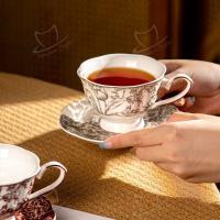 China Flower Design Ceramic Valentine Gift Set For Girls 200 Ml Cup And Saucer With Gift Box for sale