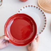 China Business Gifts Technique Under Glazed Porcelain Dinner Set For Red Spring Festival for sale