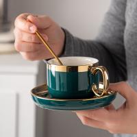 China Business Gifts Occasion Porcelain Gold Rim Cup And Saucer Set For Mom On Mother'S Day for sale