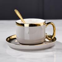 China Business Gifts Occasion Porcelain Gold Rim Cup And Saucer Set For Mom On Mother'S Day for sale