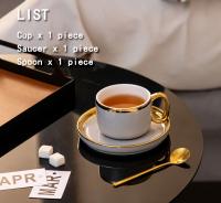 China Ceramic Cappuccino Tea Cups Saucers Set With Spoon In Chaozhou Porcelain for sale