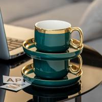 China Ceramic Cappuccino Tea Cups Saucers Set With Spoon In Chaozhou Porcelain for sale