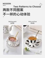 China Europe Design Ceramic Porcelain Tea Cup And Saucer Set 180ml Gold Line Gold Rim Mug Spoon for sale