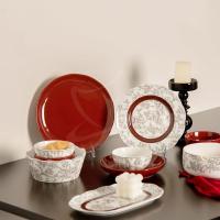 China OEM And ODM  Red Glaze Christmas Dinnerware Set Ceramic Bowl Porcelain Plate For Presents Occasion for sale