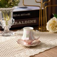 China Coffee Cups Of 6 Luxury Pink Espresso Cups And Plate Design Ceramic Mugs Water Coffee Milk Cup Mug Ceramic Coffee Mugs for Wholesale for sale