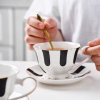 China Stylish 180 Ml Light Luxury Ceramic Tea Cup And Saucer Set For European Style for sale