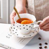 China Stylish 180 Ml Light Luxury Ceramic Tea Cup And Saucer Set For European Style for sale