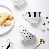 China Stylish 180 Ml Light Luxury Ceramic Tea Cup And Saucer Set For European Style for sale