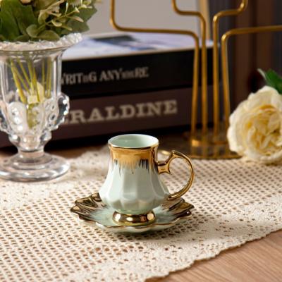 China Luxury Thin Porcelain Ceramic Coffee Cup and Saucer Set Perfect for Business Gifts for sale