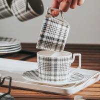 China Sustainable Simple Modern Cup Cappuccino Nordic Cup And Saucer Of 6 Pcs Tasse Coffee Mug And Saucer Set With Spoon for sale