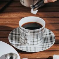 China Sustainable Simple Modern Cup Cappuccino Nordic Cup And Saucer Of 6 Pcs Tasse Coffee Mug And Saucer Set With Spoon for sale