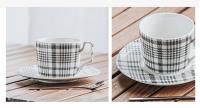China Sustainable Simple Modern Cup Cappuccino Nordic Cup And Saucer Of 6 Pcs Tasse Coffee Mug And Saucer Set With Spoon for sale