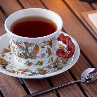 China Flower Design Ceramic Mug Cup In Gift Box And Saucer For Teachers Day Christian Gifts for sale