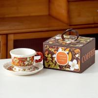 China Flower Design Ceramic Mug Cup In Gift Box And Saucer For Teachers Day Christian Gifts for sale