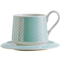 China Simple Blue Ceramic Cup And Saucer Set For Cappuccino Or Tea In Europe Design for sale