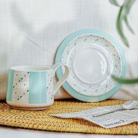 China Simple Blue Ceramic Cup And Saucer Set For Cappuccino Or Tea In Europe Design for sale