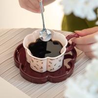 China Vintage Afternoon Tea Flower Shaped Tea Cups And Saucers Cappuccino Mug Porcelain Set for sale
