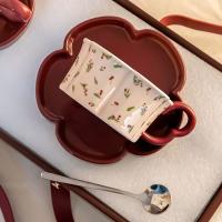 China Vintage Afternoon Tea Flower Shaped Tea Cups And Saucers Cappuccino Mug Porcelain Set for sale