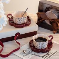 China Vintage Afternoon Tea Flower Shaped Tea Cups And Saucers Cappuccino Mug Porcelain Set for sale