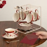 China Vintage Design Porcelain Tea Cup And Saucer 210ml Volume Coffee Mug Rosalina Set for sale