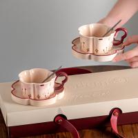 China 210ml Volume Fresh Style Exquisite Flower Shaped Cups And Saucers For End Coffee for sale