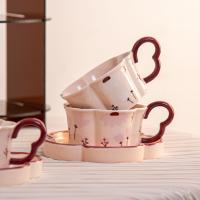 China 210ml Volume Fresh Style Exquisite Flower Shaped Cups And Saucers For End Coffee for sale