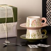 China Lily Wind Bell Floral Cups And Saucers Set Perfect Gift For Business Occasions for sale