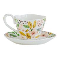 China Stocked French Ceramic Cups And Saucers For Garden Flower Decor Or Wedding Party Gifts for sale