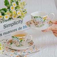 China Stocked French Ceramic Cups And Saucers For Garden Flower Decor Or Wedding Party Gifts for sale