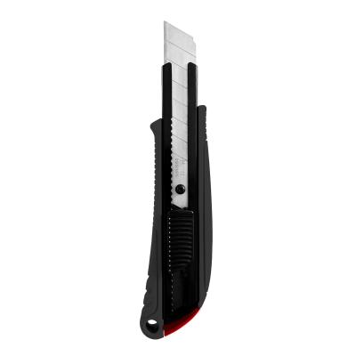 China Black 18mm Drywall Utility Knife With Auto Lock And Anti-Slip Design for sale