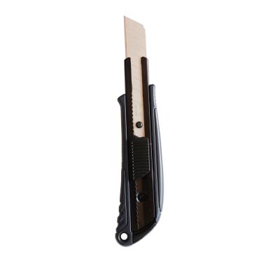 China Black 9mm 18mm Drywall Utility Knife Auto Lock Anti Slip Design for sale