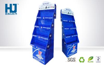 China Promotional Blue Recyclable Cardboard Corrugated Display Stand For Drinks for sale